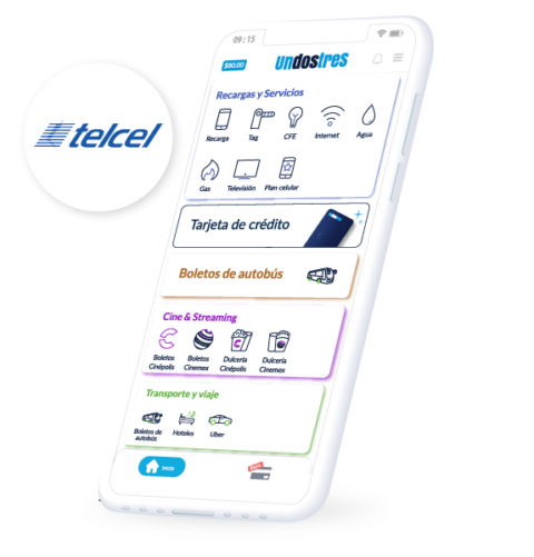 Recarga Telcel en UnDosTres - Recargas UnDosTres